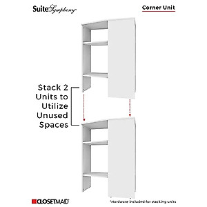 ClosetMaid SuiteSymphony Wood Corner Shelf Unit, 2 Shelves, Adjustable Stacking, for Storage, Closet, Clothes, Shoes, Décor, Graphite Grey