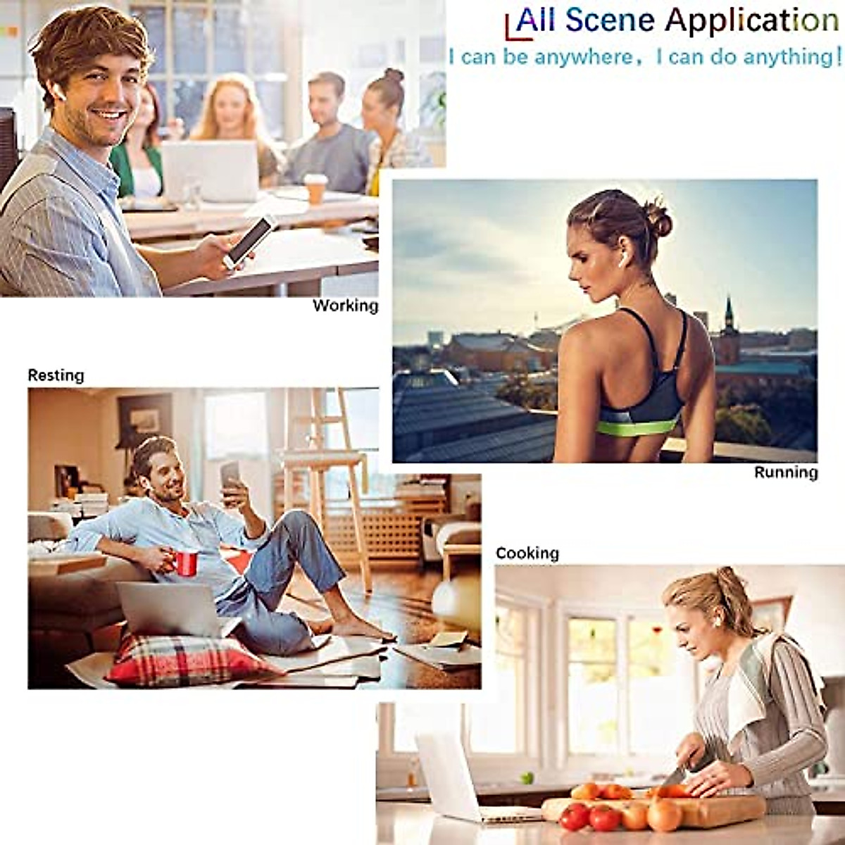 Wireless Earbuds, Bluetooth 5.1 Headphones 36H Playtime Air in Ear Earbud Hi-Fi Stereo Sound Pods Deep Bass Ear Buds Crystal-Clear Calls Headset with Charging Case for Workout/Home/Office