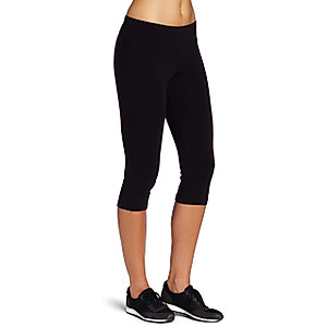 Spalding Women's Essential Capri Legging | Comfortable 4-Way Stretch Athletic Pants | Mid-Waist Black | Large