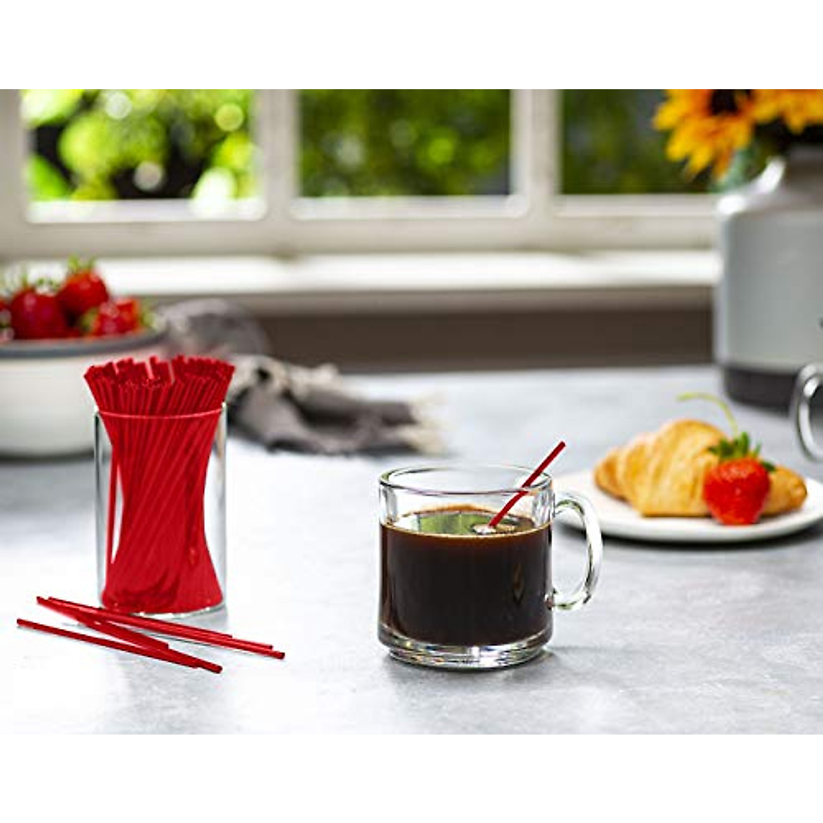 5 Inch Coffee & Cocktail Stirrers/Straws [1000 Count] Disposable Plastic Sip Stir Sticks – Red