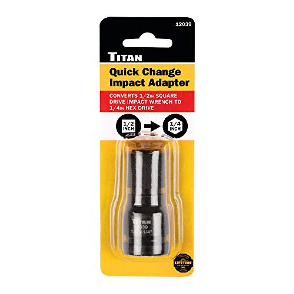 Titan 12039 1/2-Inch Drive to 1/4-Inch Hex Drive Quick Change Adapter