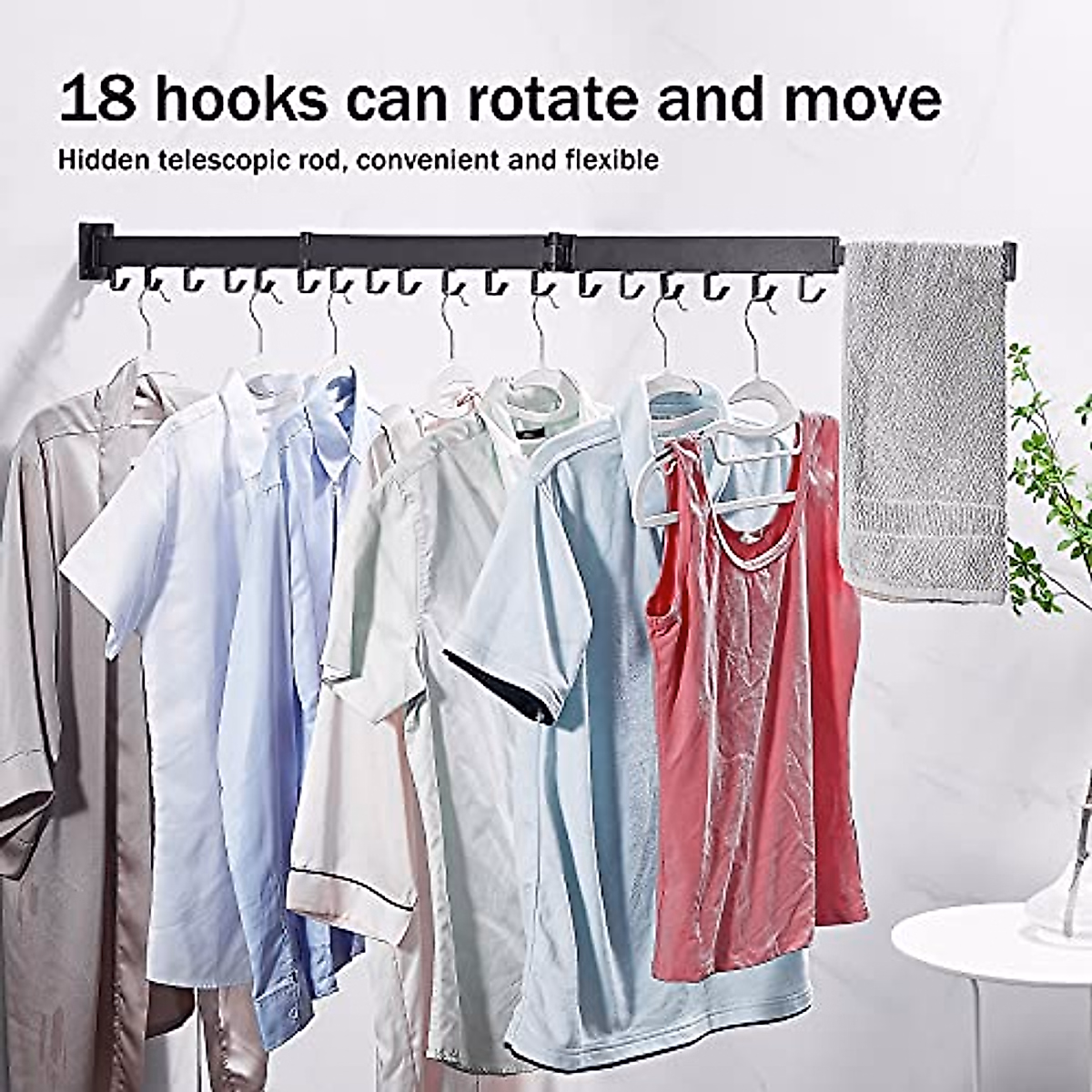 ZdwCyl Clothes Drying Rack,Laundry Drying Rack Wall Mount, Space Saver Clothes Rack,Retractable,Collapsible(Tri-Fold), for Balcony,Laundry,Bathroom, Dark Grey Color,3z-g02