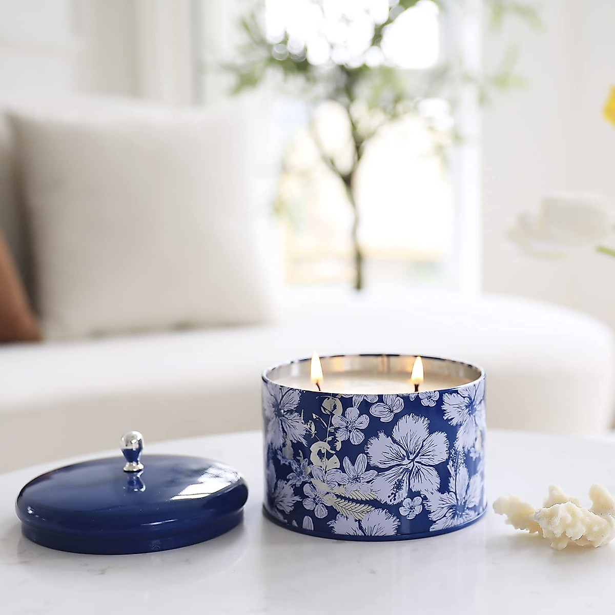 LA JOLIE MUSE Shore Breeze & Sage Scented Candle, 14.1 oz Large Candles Gifts for Women, 2 Wicks Candle for Home Scented, 50 Hours Long Burning