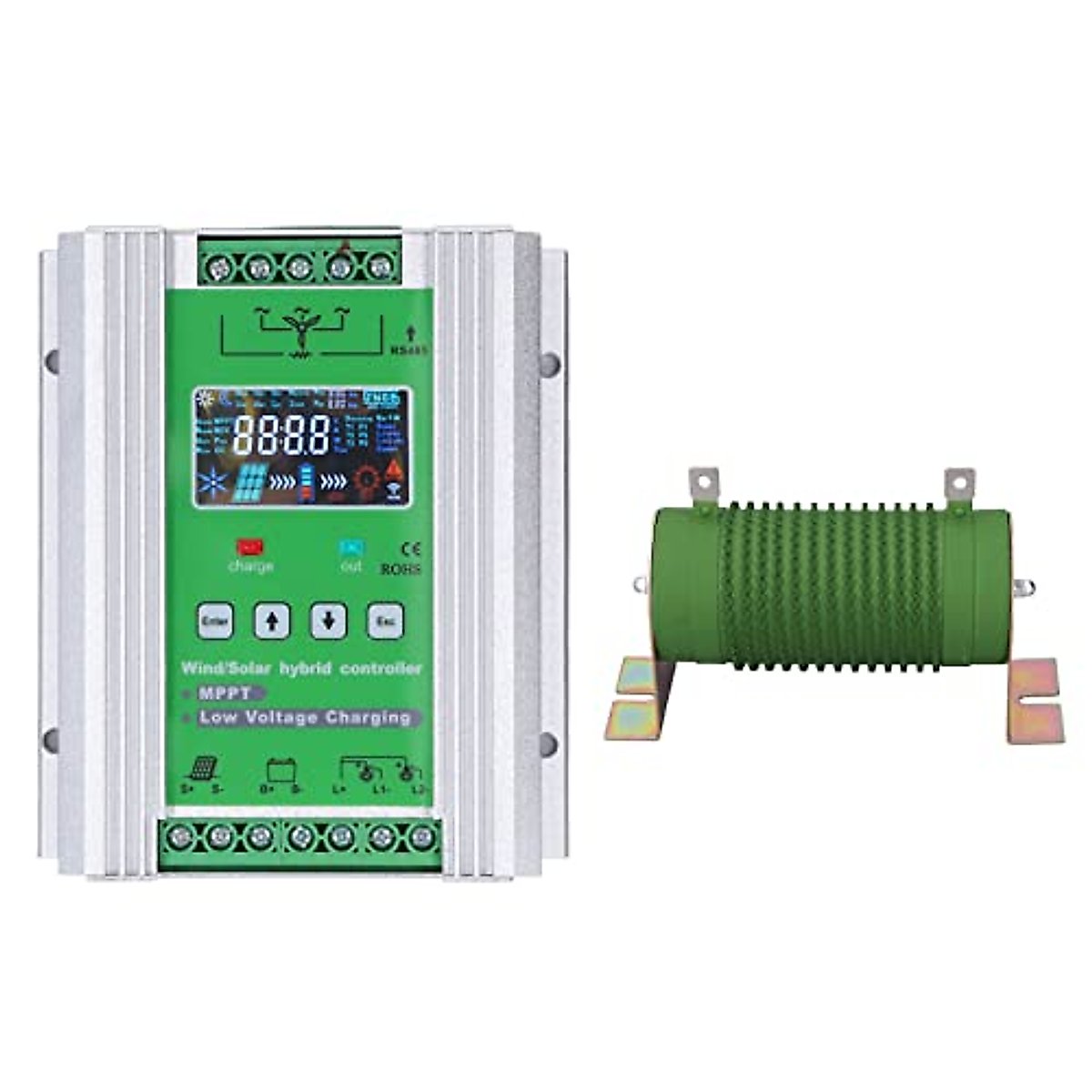 Luqeeg 2000W MPPT Wind Solar Hybrid Controller for 0-1000W Wind with 0-1000W Solar Panel System, Hybrid MPPT Boost Controller with Booster Function, Voltage Automatic(DC12V 24V