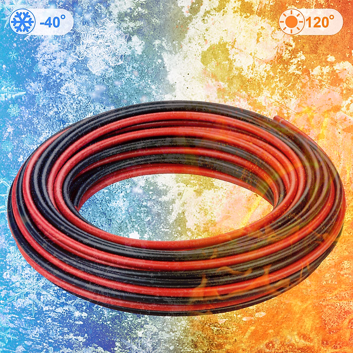 Shirbly Solar Panel Wire - 80FT Black & 80FT Red Tinned Copper Wire, 10AWG (6mm²) PV Wire Solar Extension Cable for Outdoor Automotive RV Boat Marine Solar Panel- Black & Red (10AWG 80FT)