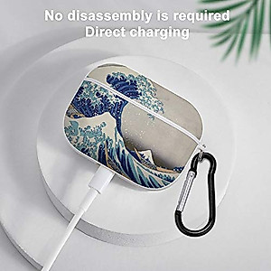 Escanor Great Wave Off Kanagawa Compatible with AirPods Pro Case Cover Shockproof Protective Soft TPU Full Printed Headphone Cases for Girls Boys Women Men with Keychain, One Size