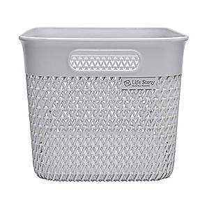 Life Story Lightweight Heavy Duty Trendy Portable Storage Woven Basket 16 Quarts, Grey (4 Pack)