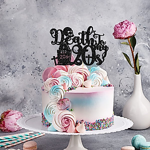 1 Pack Black Glitter Death to My 20’s Cake Topper Rip Twenties/Cheers to 30 Years/Happy 30th Birthday Cake Topper Decorations for Death to My Youth 30th Birthday Party Decorations