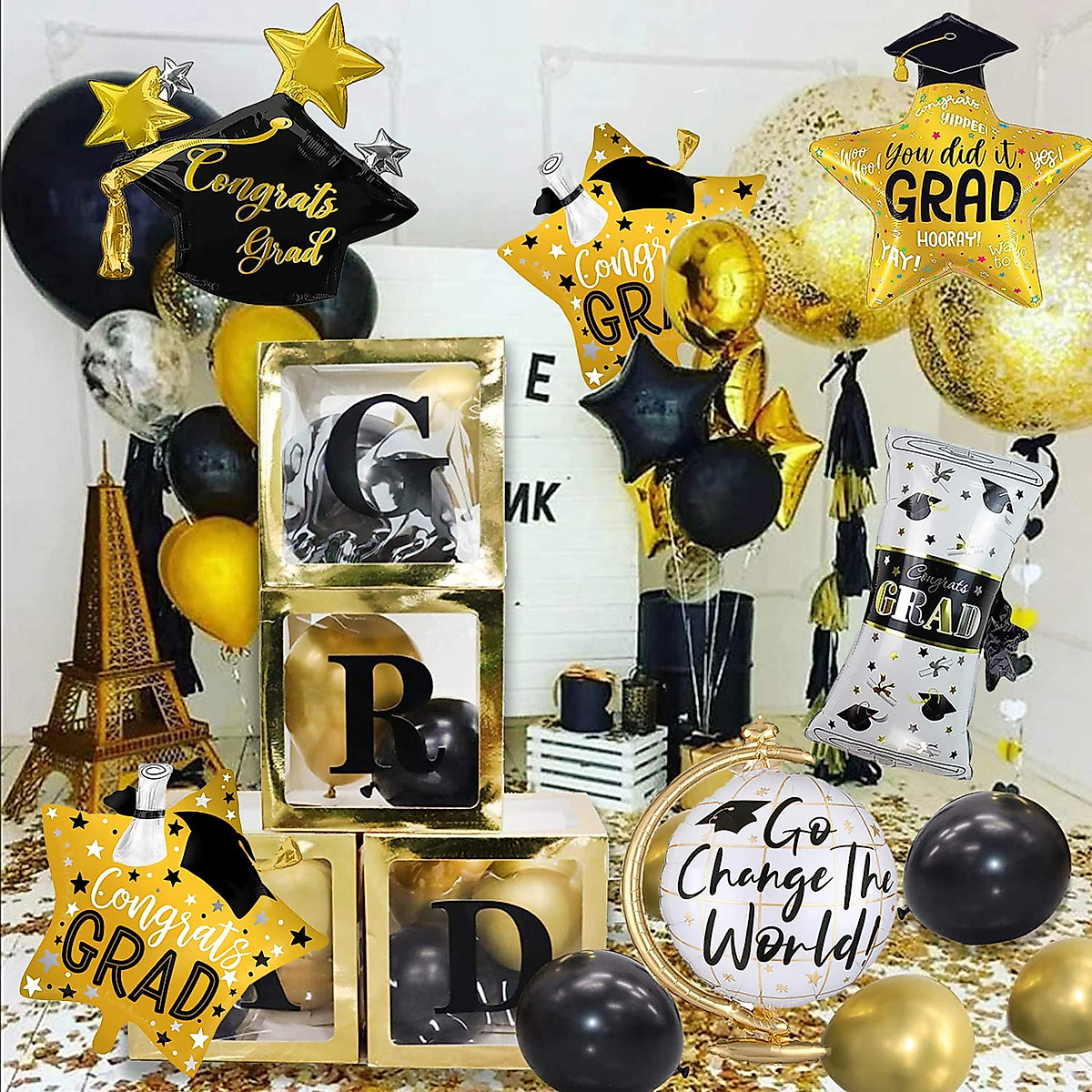 6Pcs Congrats Balloons for Graduation Decorations, Class of 2024 Congrats Grad Aluminum Foil Balloons for College High School Graduation Party 2024