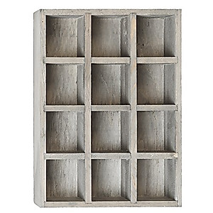 MyGift Dark Gray Wood Hanging Shadow Box, Shot Glasses Display Case Collective Shelf, Freestanding or Wall Mounted Shelving Unit with 12 Compartments