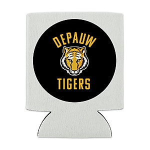 DePauw University Tigers Logo Can Cooler - Drink Sleeve Hugger Collapsible Insulator - Beverage Insulated Holder