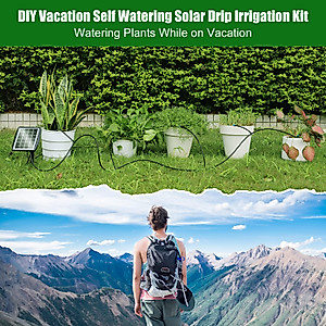 Solar Automatic Drip Irrigation Kit System, JIYANG Solar Powered Auto Easy DIY Watering Device Supported Pots Plants, 6-12 Timing Modes With Anti-Siphoning Device (Expansion Kit/Extra Accessories Kit)