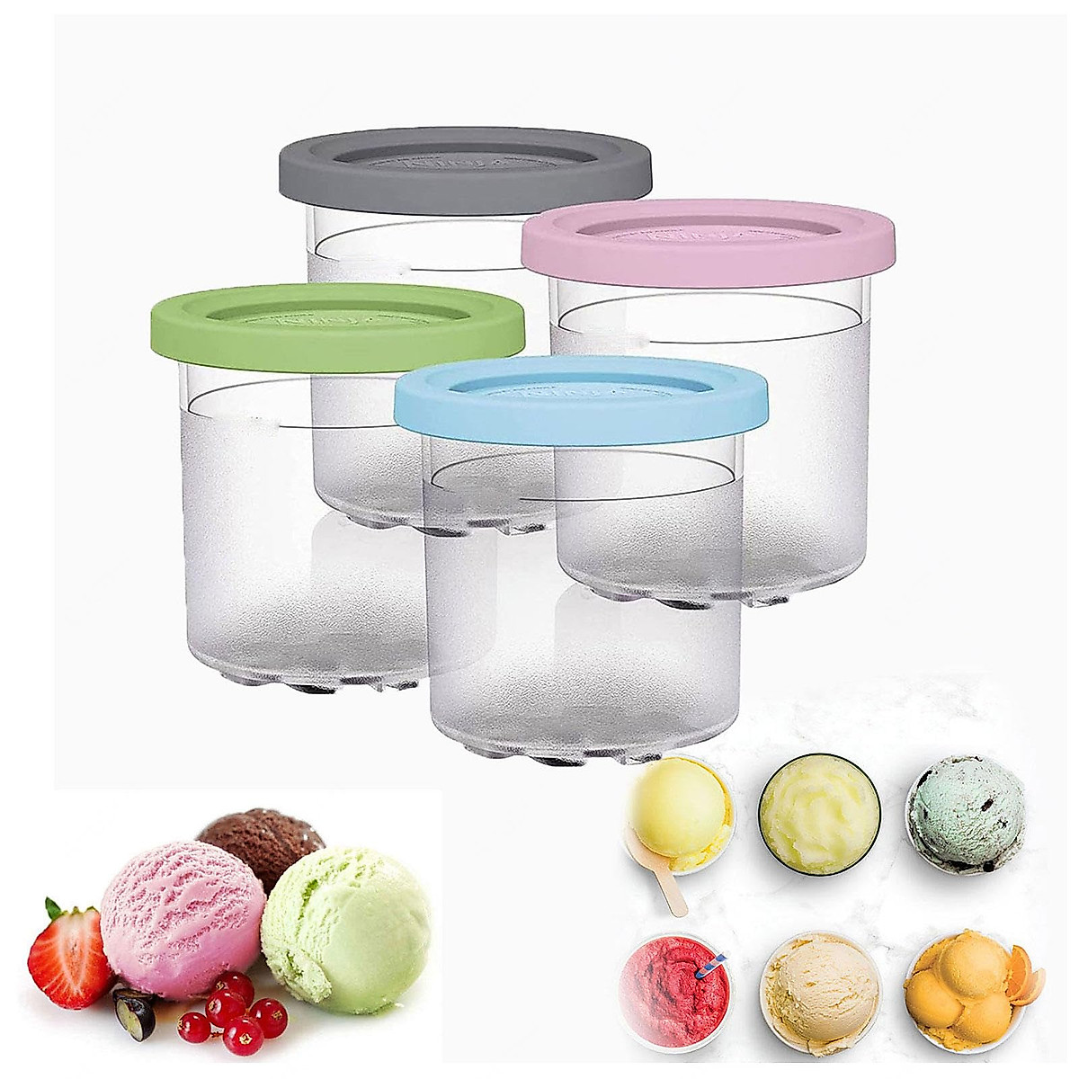Creami Pints, for Ninja Pints,16 OZ Pint Ice Cream Containers Airtight,Reusable for NC301 NC300 NC299AM Series Ice Cream Maker