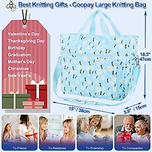 Coopay Crochet Tote Bag Large Capacity Knitting Bag, Portable Yarn Storage Bag for All Knitting Crochet Supplies, Knitting Organizer Bag for Beginners Adults Youth/Knitting Crochet Lovers