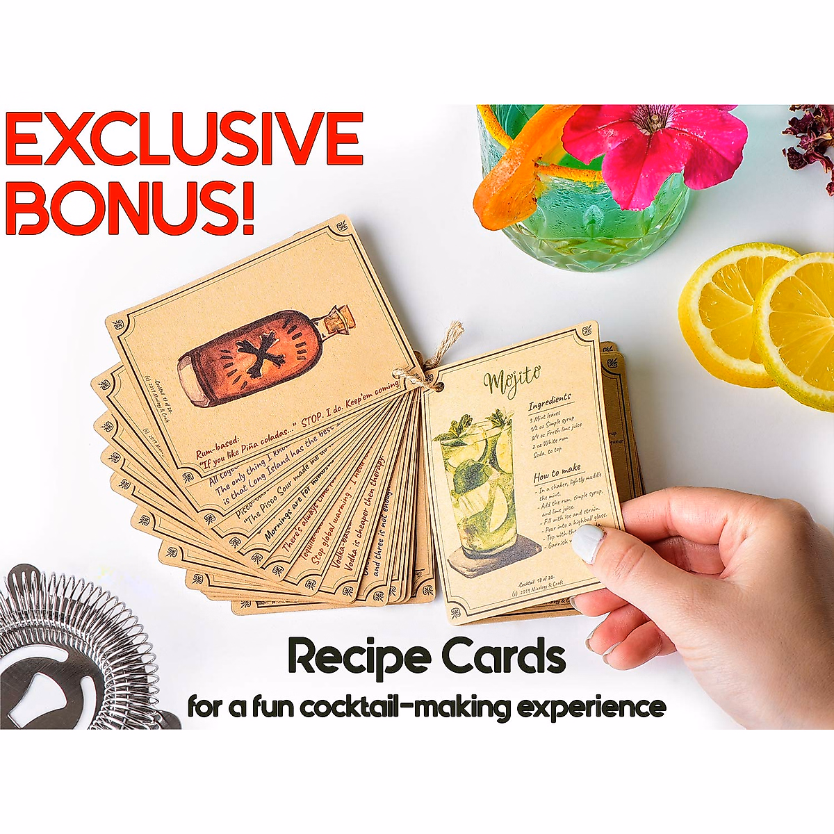 Modern Mixology Bartender Kit with Bamboo Stand - Cocktail Shaker Set and Bar Accessories for Home Bar, Drink Mixing, and Mixology Kit