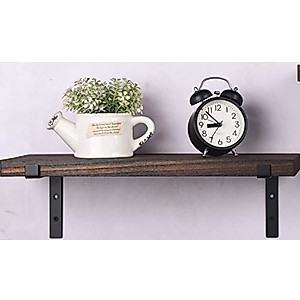 HXSWY Rustic Wood Floating Shelves for Wall Decor Farmhouse Wooden Wall Shelf for Bathroom Kitchen Bedroom Living Room Set of 4 Dark Brown