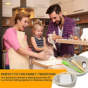 Jims Goods Bread Banneton Proofing Basket Set W/9 Inch Round & 10 Inch Oval Banneton Basket, Homemade Bread Sourdough Starter Kit W/Lame + Lame Case, Dough Scrapper & Whisk, Linen Liner (Set of 2)