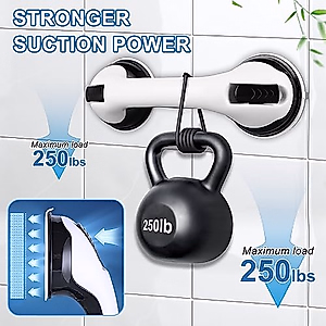 Grab Bars for Bathtubs and Showers, 2 Pack Shower Handle 12 Inch Strong Suction Shower Bar, Safety Bars for Shower Chair, Bathroom Grab Bar for Senior