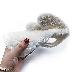 Losin Compatible with iPhone 13 Case Cute Plush Furry Dog Phone Case for Women Girls Girly 3D Cartoon Kawaii Case Soft TPU Shockproof Protective Cover White