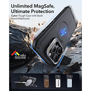 ESR for iPhone 16 Pro Max Case with Stand, 23FT Military-Grade Drop Protection, Heavy Duty Magnetic Phone Case, Compatible with MagSafe Accessories, Cyber Series, Black