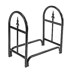 Sunnydaze 2-Foot Decorative Firewood Log Rack - Indoor/Outdoor Black Powder-Coated Steel Wood and Kindling Storage Holder - Fireplace, Stove and Fire Pit Accessory