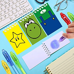 Jiaoohoo 24 Pcs Super Bros Party Favors | Set of 12 Invisible Ink Pen and 12 Super Bros Mini Notepads | Gift Bag Stuffers for Super Bros Party Supplies
