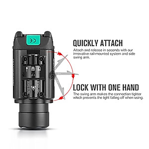 OLIGHT Baldr Pro 1350 Lumens Tactical Weaponlight with Green Light and White LED, 260 Meters Beam Distance Compatible with 1913 or GL Rail, Batteries Included(Black)