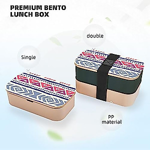 Plain Geometric Floral Pattern Adult Lunch Box, Bento Box, With Cutlery Set Of 3, 2 Compartments, Rectangular, Lunch Box For Adults