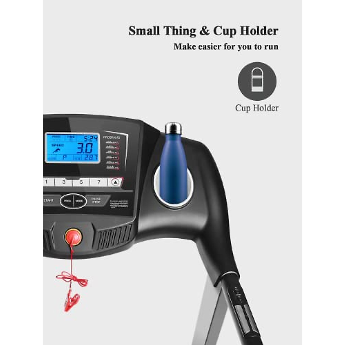 Treadmill with Incline for Home Use 17'' Wide Folding Treadmill Electric Treadmill Workout Running Machine with 3-Level Manual Incline Adjustment & 15 Pre-Set Training Programs Large LCD Display