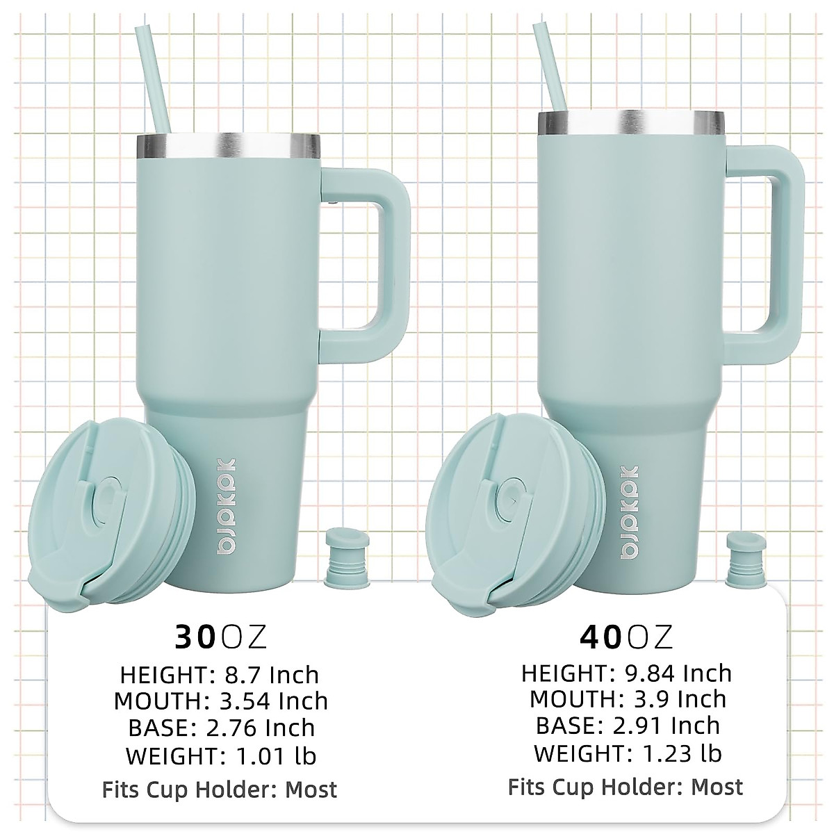 BJPKPK 30 oz Tumbler With Handle Insulated Tumblers With Lid And Straw Stainless Steel Thermal Cup,Blue Haze