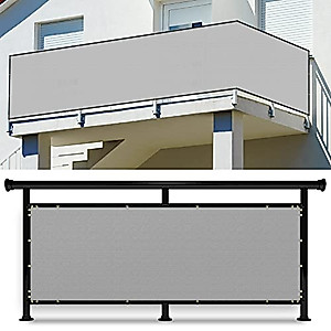 DOEWORKS 3x16FT Balcony Privacy Screen, Deck Shield Fence for Apartment, Backyard, Patio,Grey