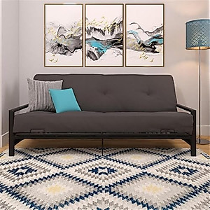 Pemberly Row Classic Design Full Size Metal Futon Frame in Black