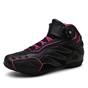 Thaoxl Racing Sports Shoes,with Gear Adjustment,Ankle Support,Breathable Anti Slip,Motorbike Shoes for Street Riding Outdoor Sports (Color : Pink, Size : 11)