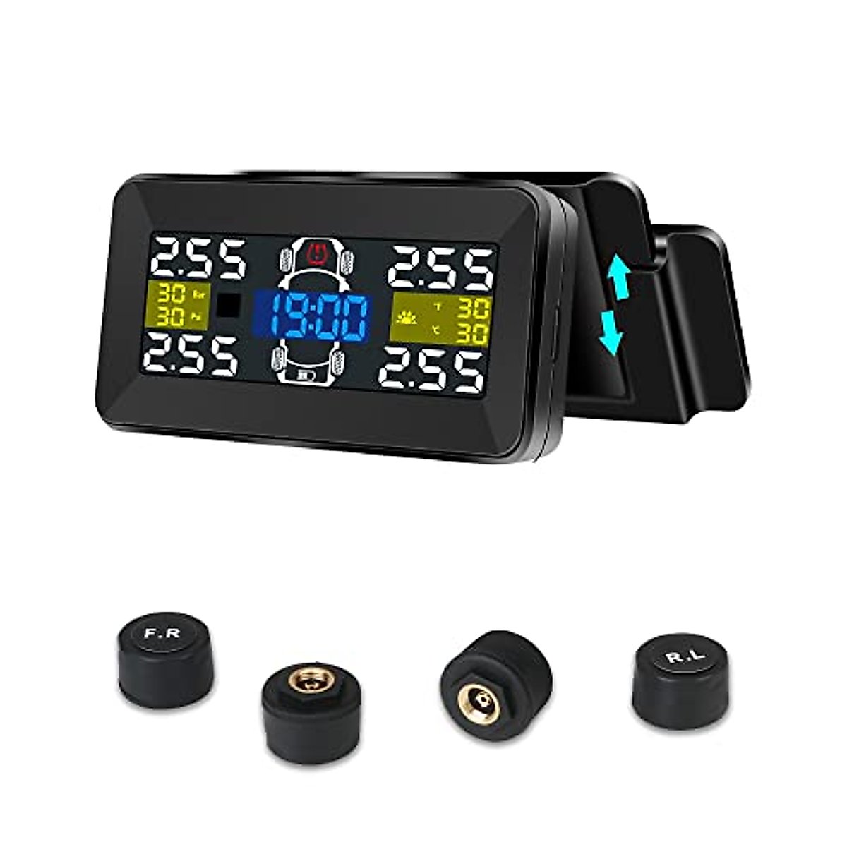 2023 Upgrade Tire Pressure Monitoring System 【Detached Bracket】 Wireless Solar TPMS Monitor System Accuracy 0.01Bar Installed on Windowshield Real-Time Display 22-87 PSI for Car RV SUV