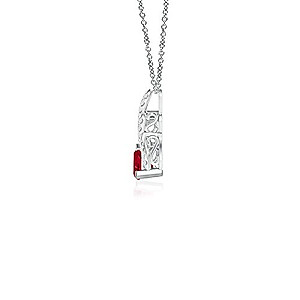 Angara Natural Ruby Solitaire Pendant Necklace for Women in 14K White Gold 18 Inch Chain (Grade-AAA|Size-4mm) | July Birthstone | Jewelry Gift for Women | Wedding | Engagement | Anniversary