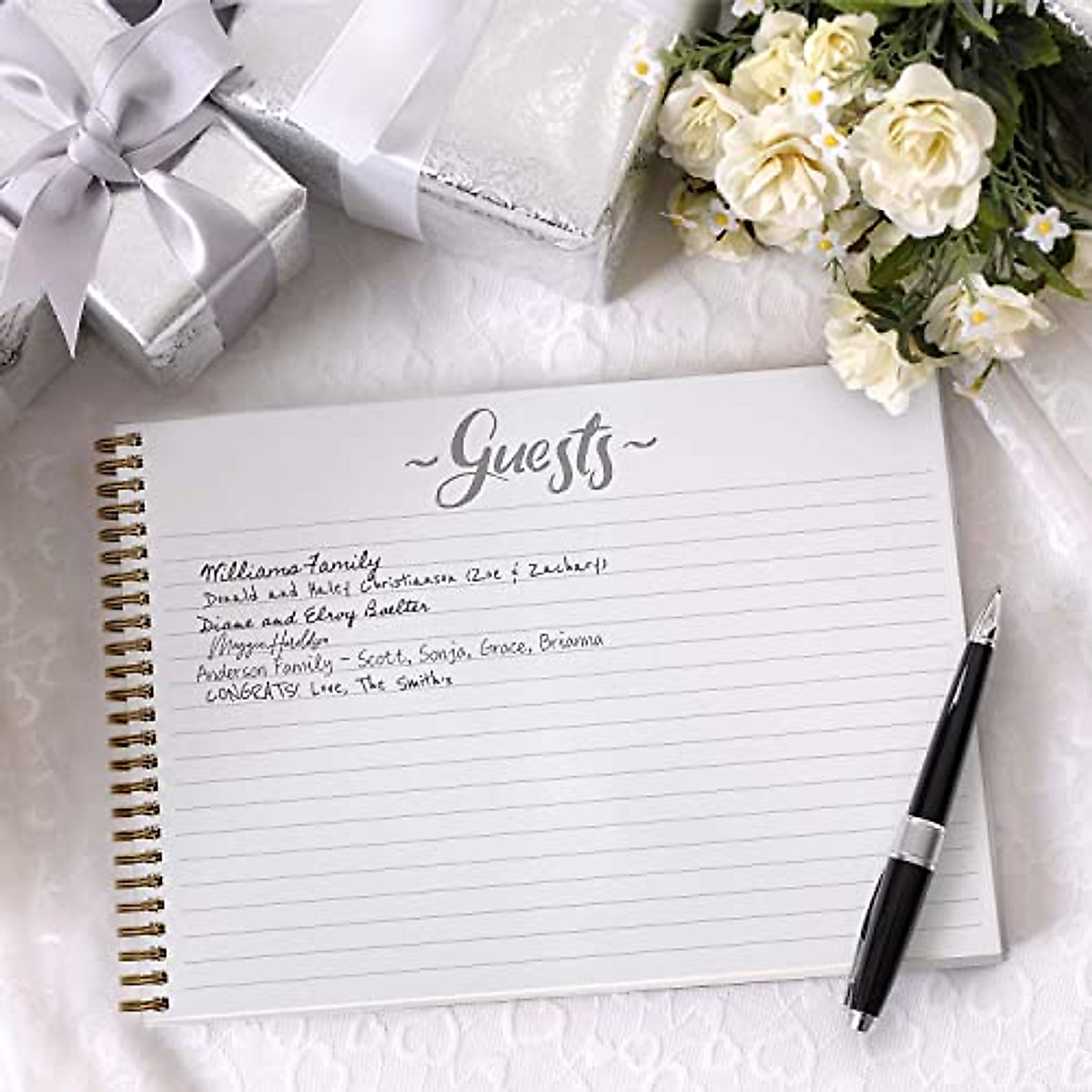 Canopy Street Hardcover Lush Greenery Wedding Guestbook / 120 Lined Guest Signature Pages Inside / 11" x 8.5" Landscape Lay Flat Event Guest Book/Gold Metal Spiral Binding