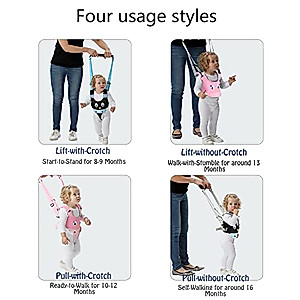 Handheld Baby Walking Harness Kids Walking Learning Helper for Boys Girls Adjustable Baby Walker Safety Harness Assistant Belt for Toddler Infant Child 7-24 Month (Black-Penguin)