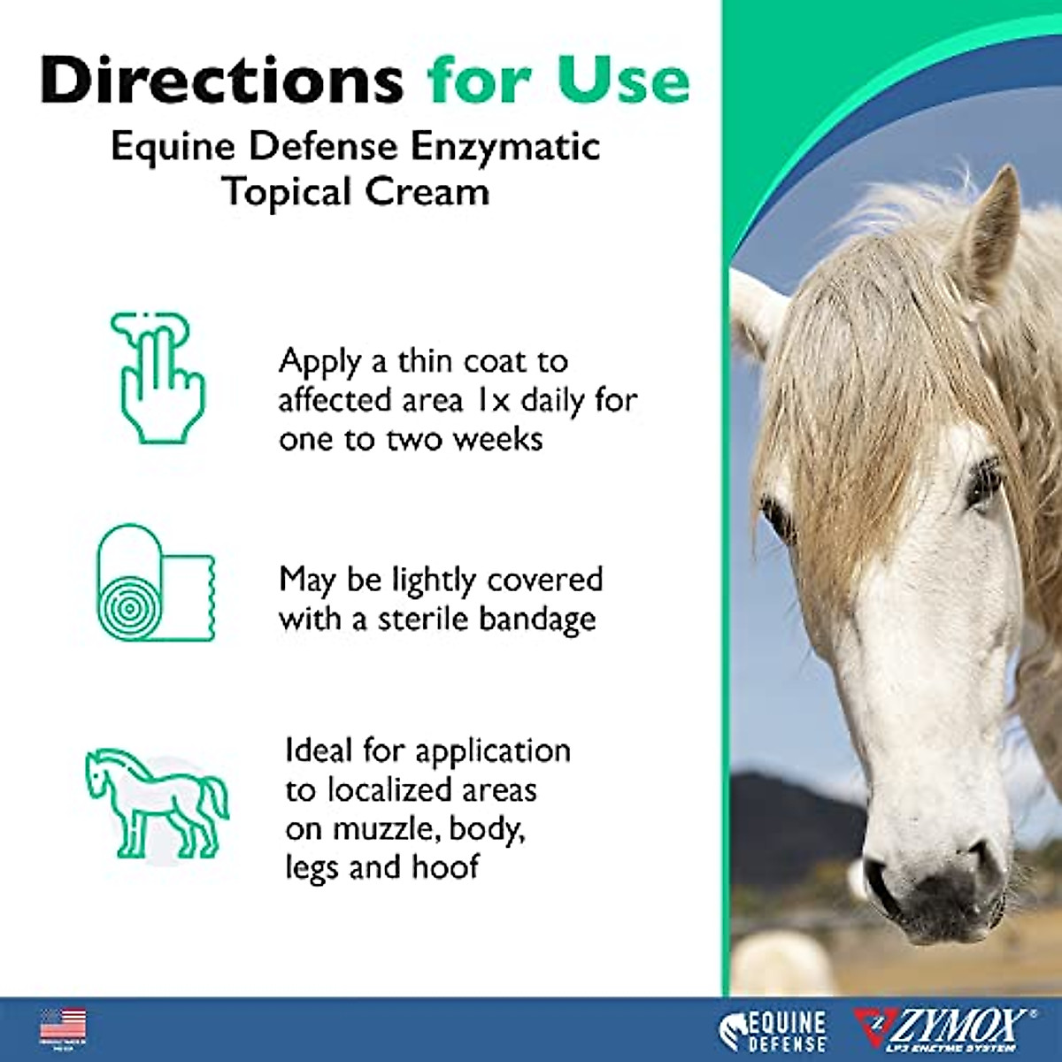 Pet King Brands ZYMOX Equine Defense Horse Skin & Hoof Treatment Cream, 2.5 oz