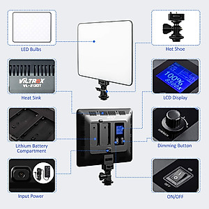 VILTROX 2 Packs LED Video Light kit with Light Stand and Wireless Remote, 30W/2450Lux Dimmable 3300K-5600K LED Panel Lights CRI 95+ for Photography Video Portrait Conference Vlog Streaming（VL-200T）