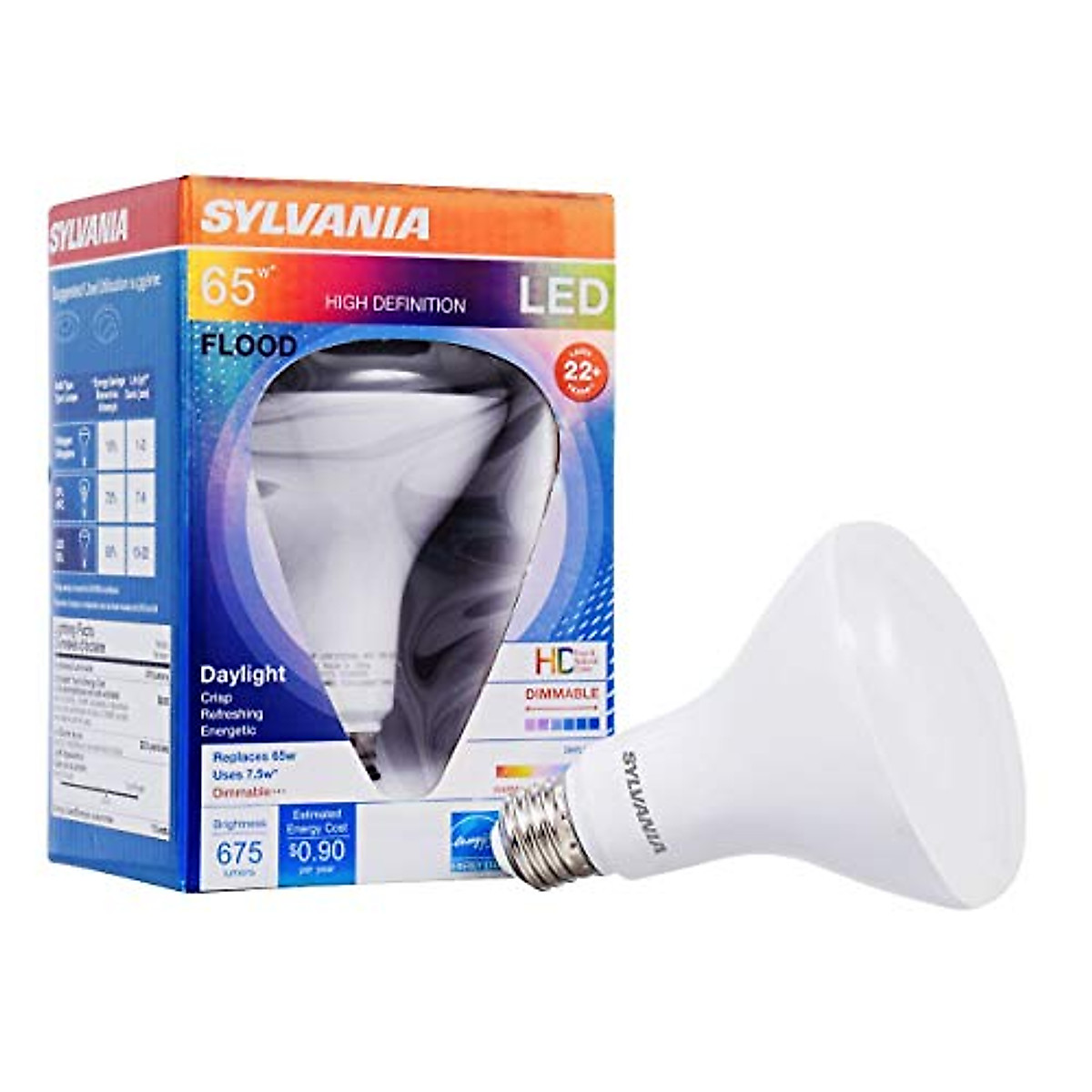 LEDVANCE 40028, Mediun, Daylight Sylvania LED BR30 Light Bulb, 65W Equivalent, Medium Base, Dimmable, 7.5W, 675 Lumen, Color 5000K, 1 Pack