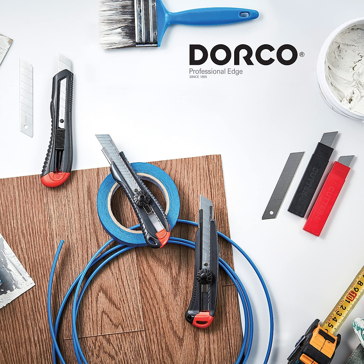 1 Pack, DORCO Professional Quality Utility Box Cutter Knife Replacement Refills - Small Size Carbon Steel Blade, 60° Tip - 9mm (20 Pcs.)