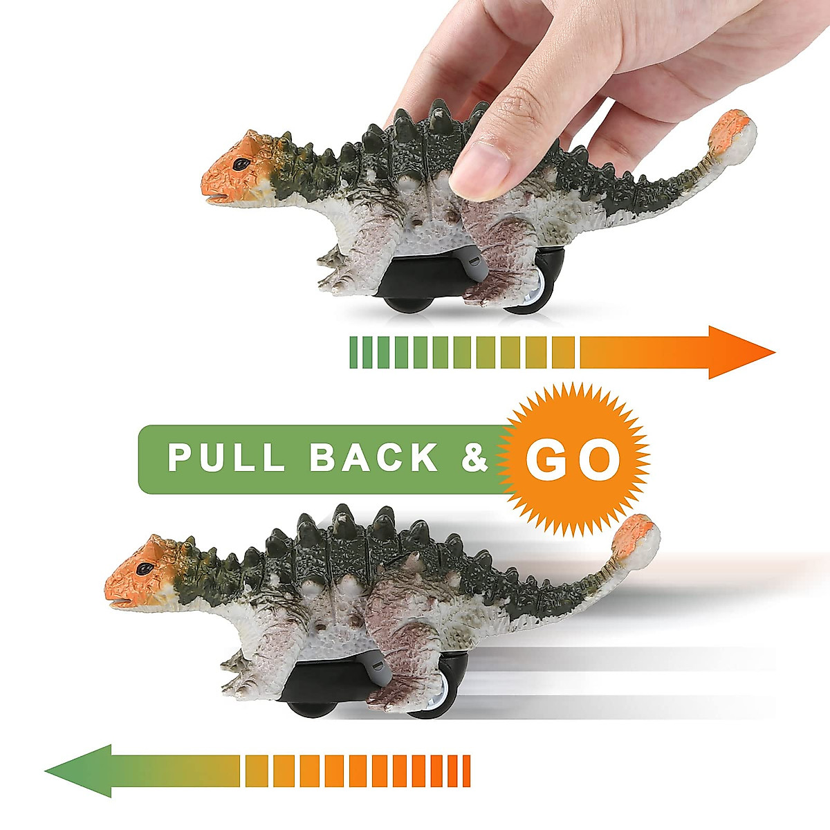 LIHAO 6 Pack Easter Eggs Dinosaur Toys Pull Back Cars for Easter Egg Hunt, Easter Basket Stuffers Fillers Kids Party Favors