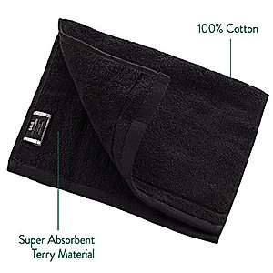 Cotton Fingertip Towels Set Black - 4 Pack - 11 x 18 Inches Decorative Small Extra-Absorbent and Soft Terry Towel for Bathroom - Powder Room, Guest and Housewarming Gift (Black)