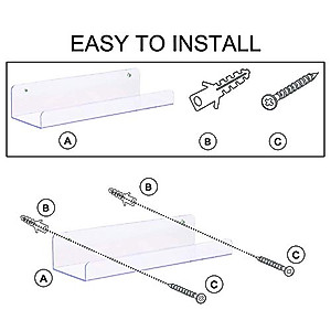 Sooyee 6 Pack 15 Inch Acrylic Storage Wall Shelf 1.73" Wide & 5" Wide