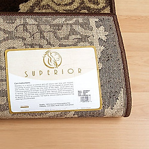 SUPERIOR Indoor Area Rug, Modern Damask Medallion Floor Decor, Jute Backed Rugs for Bedroom, Entryway, Living Room, Dining Room, Kitchen, Office, Dorm, Amherst Collection, 4' x 6', Mocha