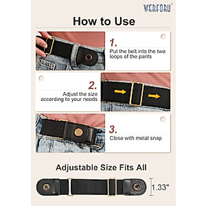 WERFORU No Buckle Elastic Stretch Belt for Women Men 2 Loop Buckle Free Invisible Belt for Jeans Pants 2 Pack,Fit 2 loop distance 7"-14"
