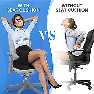 TushGuard Seat Cushion, Office Chair Cushions, Car Seat Cushion, Non-Slip Sciatica & Back Coccyx Tailbone Pain Relief Chair Pad, Memory Foam Butt Pillow for Computer Desk, Office Chair