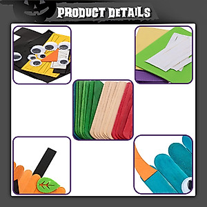 Zhanmai 10 Pack Halloween Crafts Kits for Kids Pumpkin Devil Arts Kits DIY Colorful Craft Sticks Ice Lolly for Halloween Party Supplies