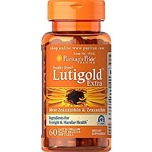 Puritan's Pride Healthy Eyes Lutigold Extra - 60 Soft Gels - Lutein with Meso-zeaxanthin and Zeaxanthin