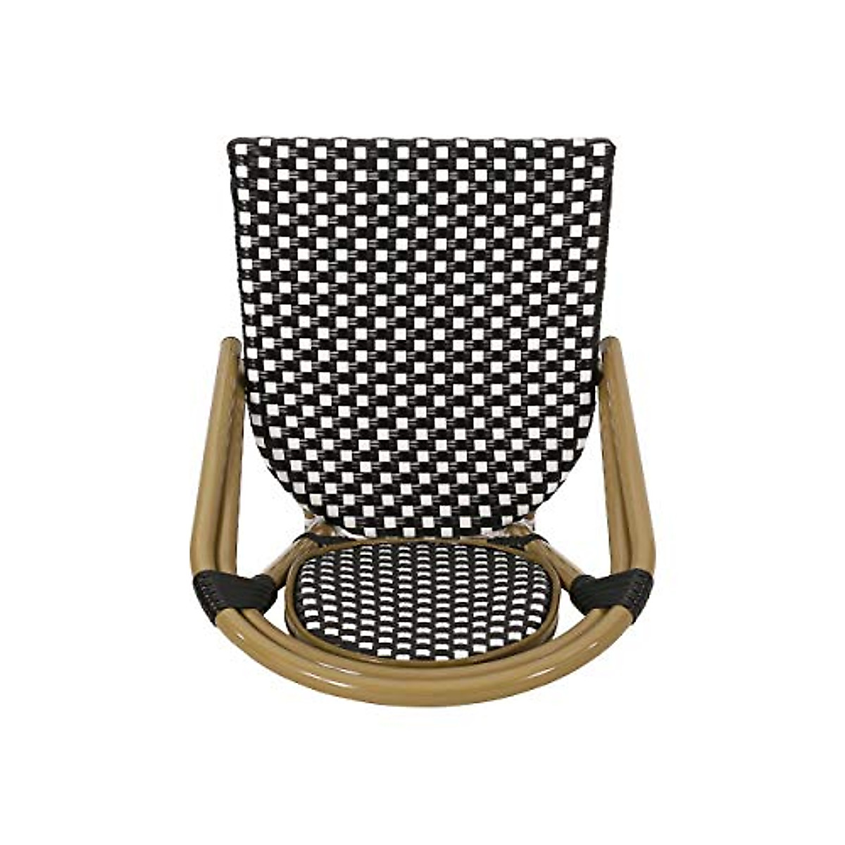 Christopher Knight Home Gwendolyn Outdoor French Bistro Chairs (Set of 2), Black + White + Bamboo Print Finish